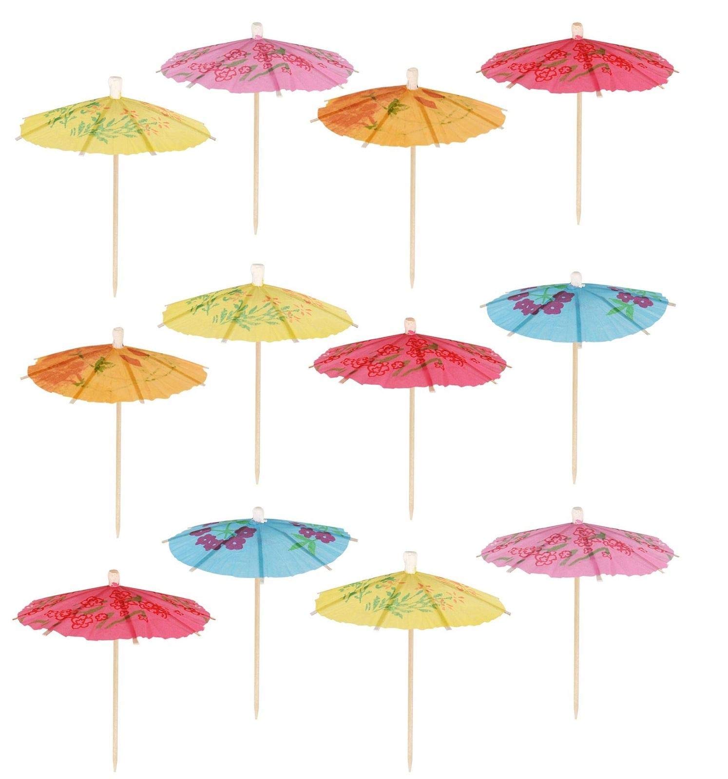 SHATCHI 72/144 Umbrellas Wedding Summer Party Food Drink Decorations Picks Sticks Cocktail Accessories & Cocktail, Assorted, Pack of 72