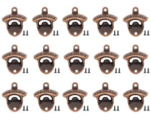 15pcs latest wall mount bottle openers for vintage rustic bar or restaurant.vintage opener here beer bottle opener suitable for bars ktv hotels homes (15, red copper)