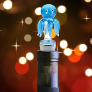 Cheers Octopus Glass Wine Stopper – Elegant Vacuum Seal Reusable Nautical Ocean Life Wine Bottle Stopper – Airtight Leak Proof Bottle Topper Cork Plug, Cute Home Decor & Bar Tool Accessory Gift