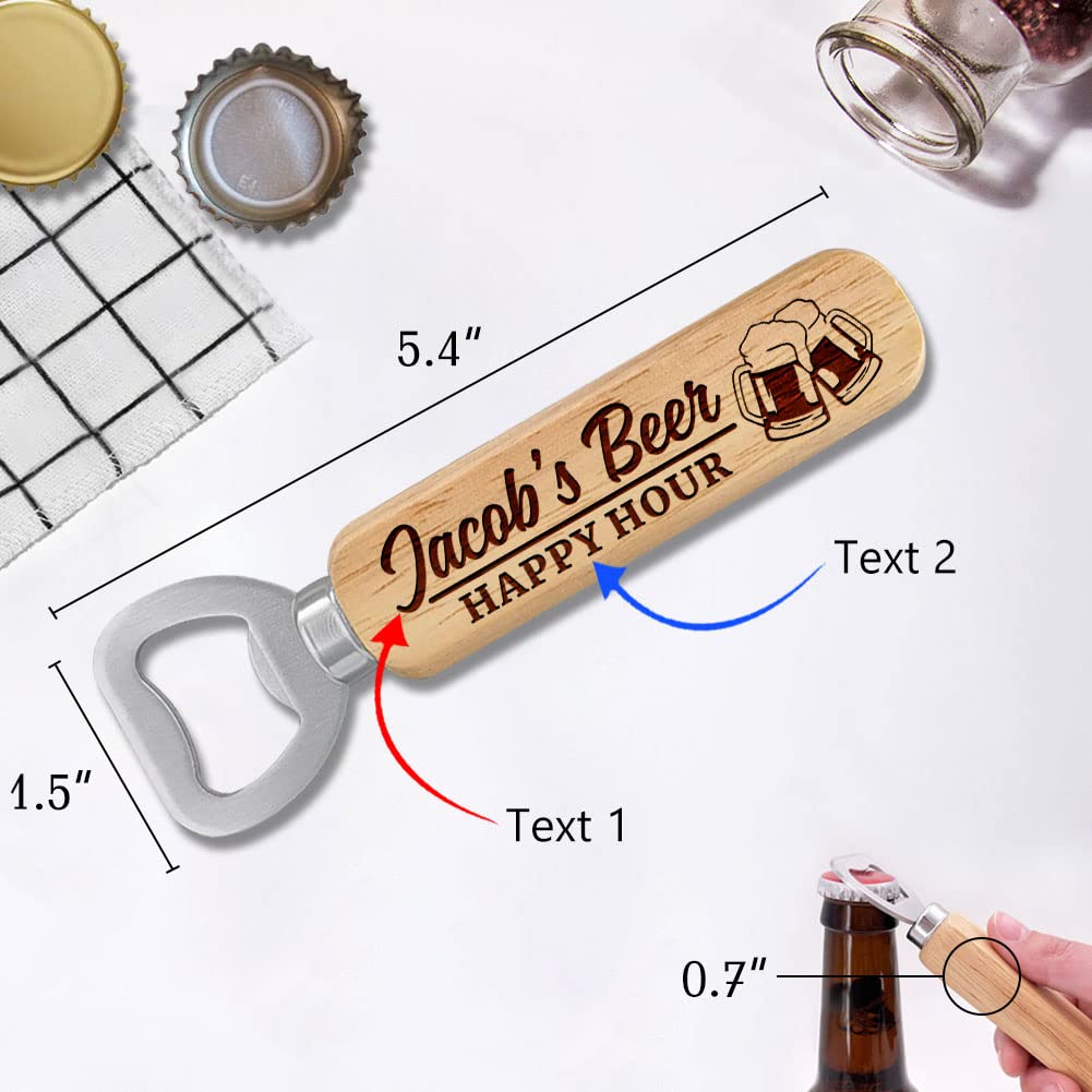 Personalized Wooden Bottle Opener Gift, Beer Gift for Him, Groomsman， Brother, Boy Friend, Father, Unique Gifts for Father's Day, Birthday, Bachelor Party, Christmas