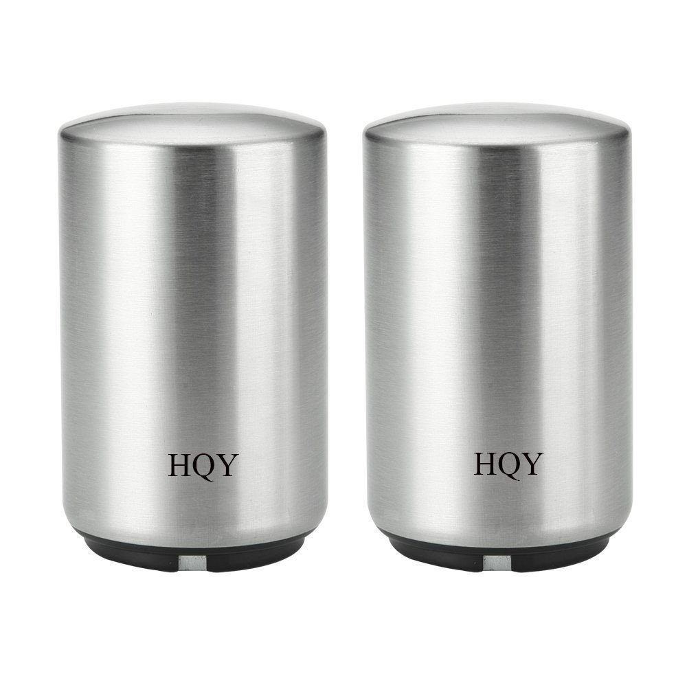 HQY 2 Pack Beer Bottle Opener with Cap Catcher,Silver (New Version)