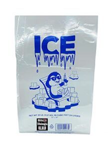 bits n things 20 lb. clear wicketed plastic ice bags with ice print - 250/case