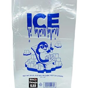 Bits N Things 20 lb. Clear Wicketed Plastic Ice Bags with Ice Print - 250/Case