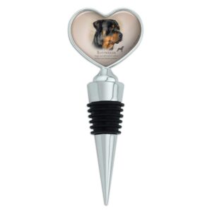 rottweiler rottie dog breed heart love wine bottle stopper