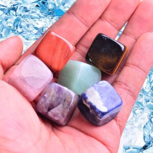 AMOYSTONE Whiskey Stones Set Reusable Ice Cube Stones Tiny Healing Crystal 0.8" Chilling Rocks Gift for Man Set of 6