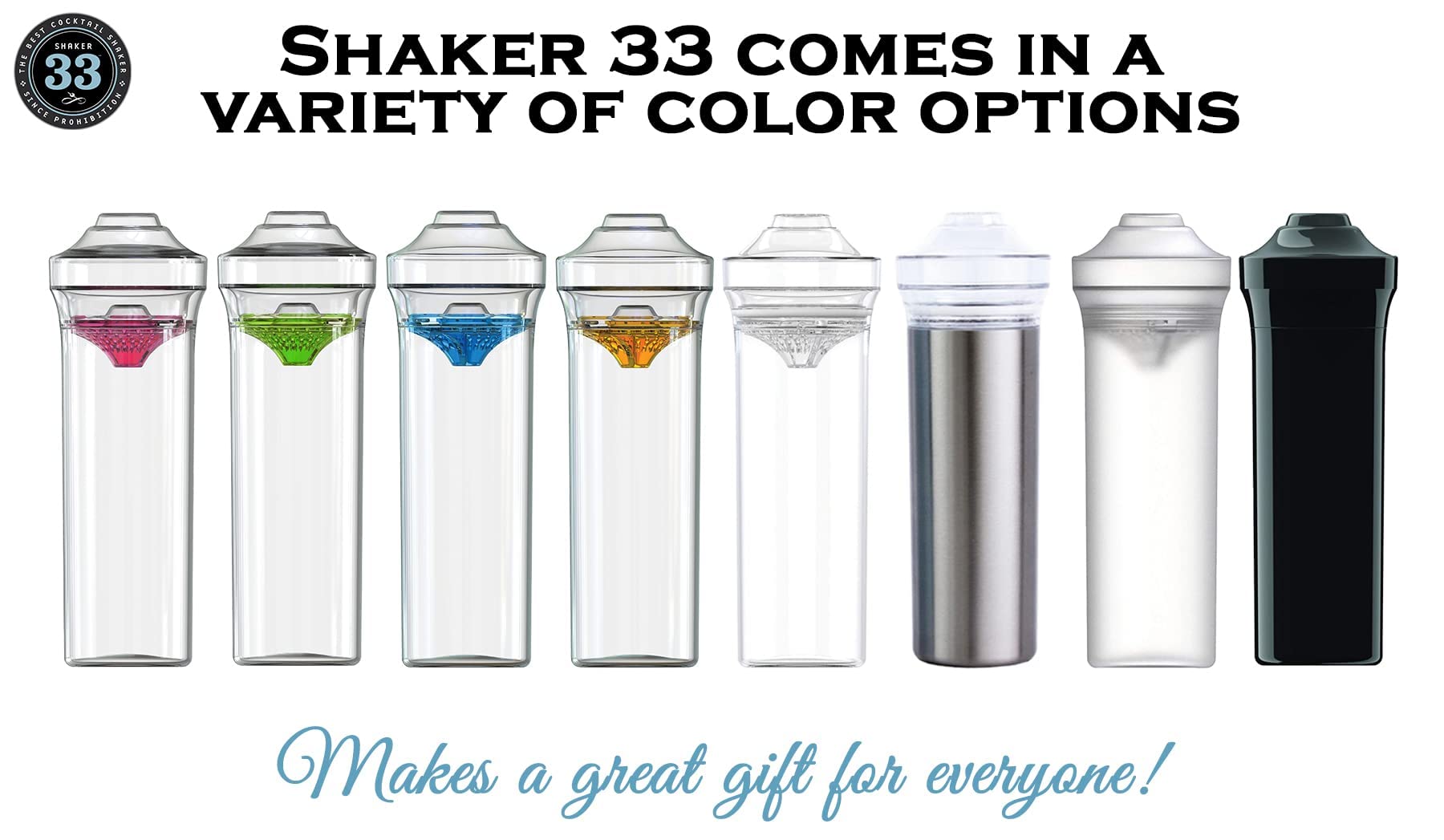 Shaker33 | Plastic Elite Cocktail Shaker Set | 24 OZ | Clear Bottle | Clear Dual Strainer | Dishwasher Safe, Shatterproof, Leakproof & Lightweight | Bartender | Lid Locking | Wedding Gift