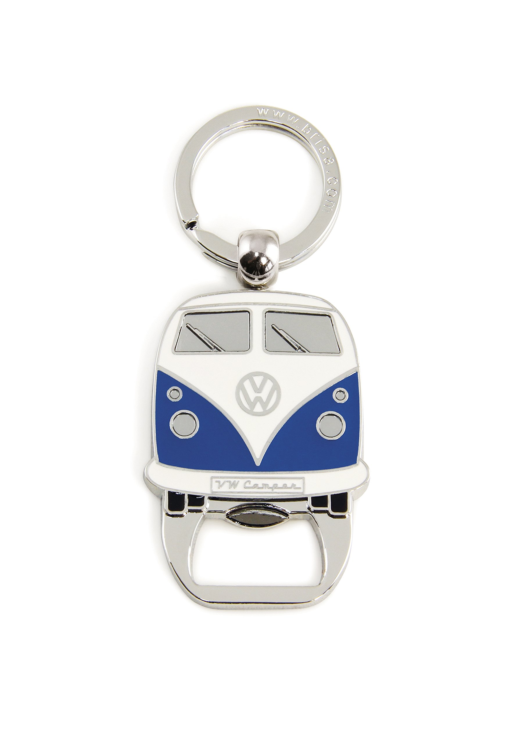 BRISA VW Collection - Volkswagen Keychain Ring Keychain Accessory Keyholder with Bottle Opener in Beetle, T1, T2 Bus Design (T1 Bus/Blue)