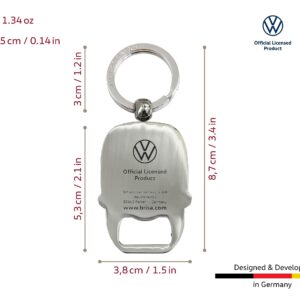 BRISA VW Collection - Volkswagen Keychain Ring Keychain Accessory Keyholder with Bottle Opener in Beetle, T1, T2 Bus Design (T1 Bus/Blue)