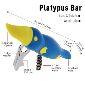 REDIVA Wine Bottle Opener, Unique Platypus Opener for Waiters, Bartenders and Homes (Blue)