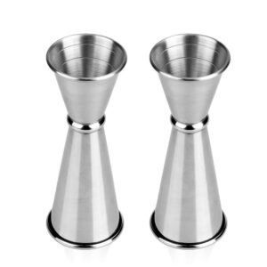 vankcp double jigger cocktail jiggers barware alcohol measuring tool,18/8 stainless steel,home bar supply tools measuring jigger cocktail professional bartender,1oz/2oz (2pcs)