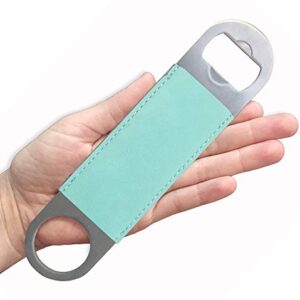 LaserGram Bottle Opener, Hawaiian Sea Turtle, Personalized Engraving Included (Faux Leather, Teal)