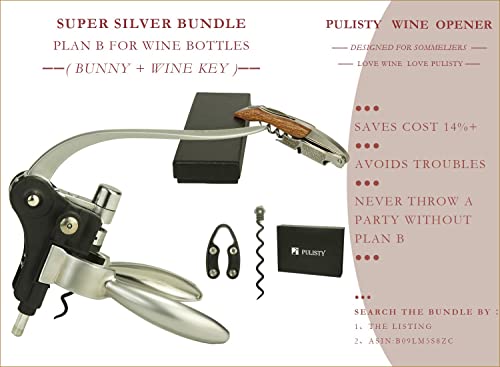 Pulisty Bunny Wine Bottle Opener Set With Stand (Silver or Gold),3 options+Bundles, Screwpull Wine Opener Set, Corkscrews for Wine Bottles, Wine Corkscrew Wine Opener, Easy Wine Opener Manual