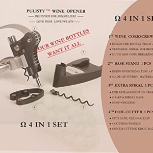 Pulisty Bunny Wine Bottle Opener Set With Stand (Silver or Gold),3 options+Bundles, Screwpull Wine Opener Set, Corkscrews for Wine Bottles, Wine Corkscrew Wine Opener, Easy Wine Opener Manual