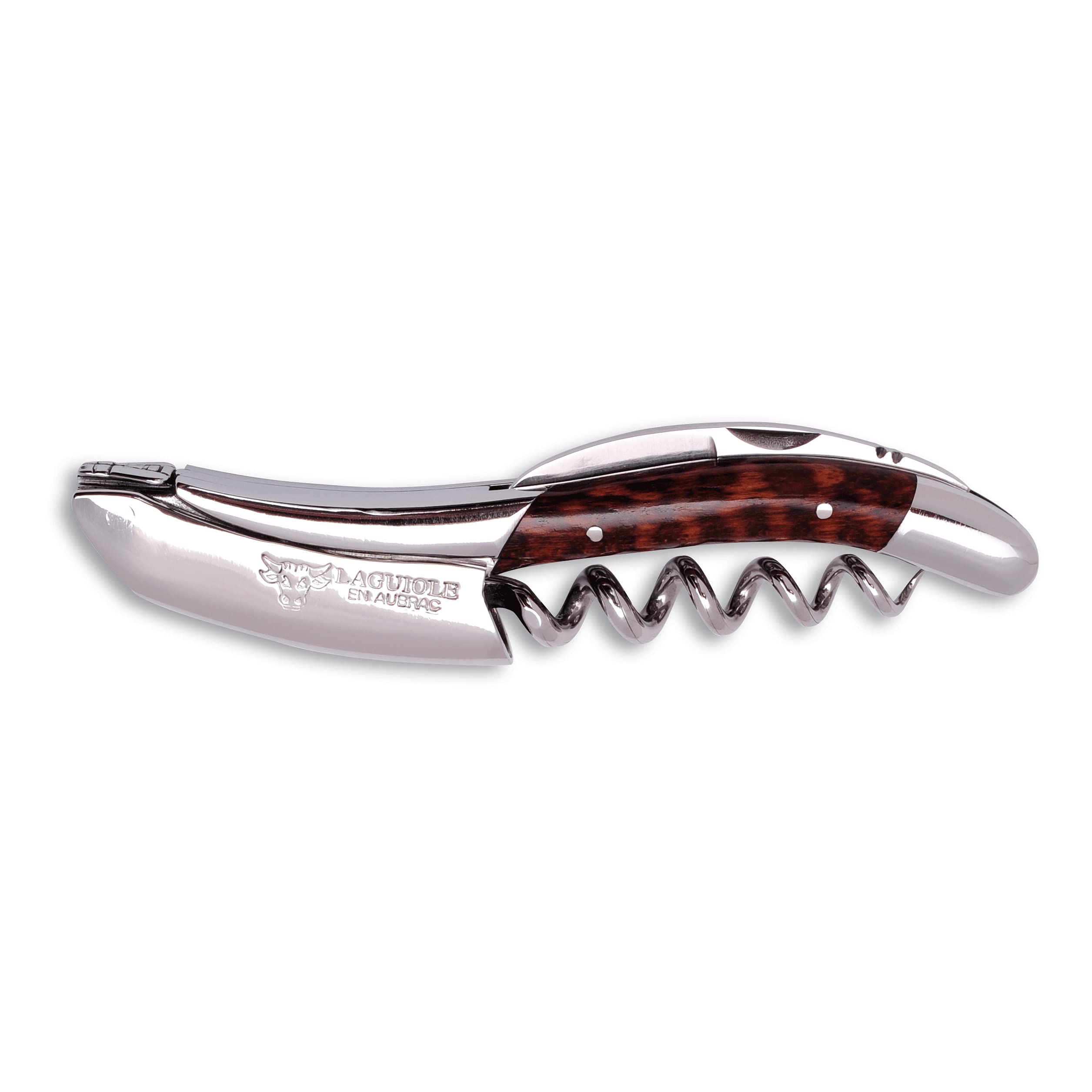 Laguiole En Aubrac Sommelier Waiter's Corkscrew, Amourette Handle, Wine Opener With Foil Cutter & Bottle Opener, Polished Bolster