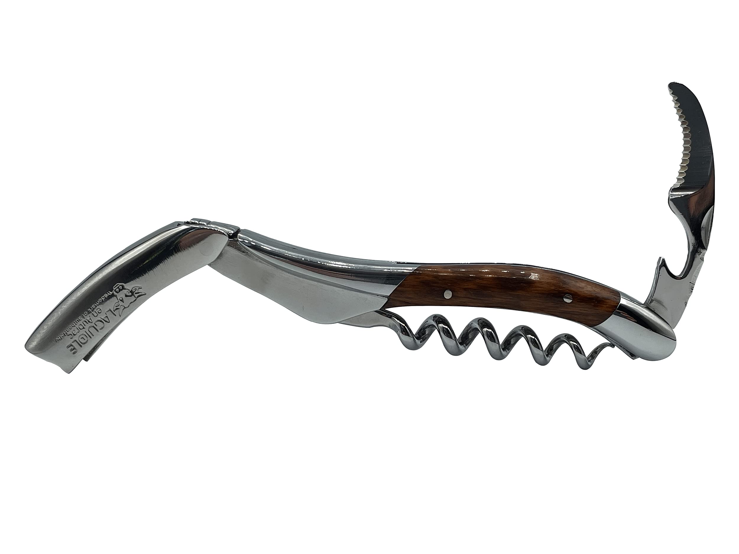 Laguiole En Aubrac Sommelier Waiter's Corkscrew, Amourette Handle, Wine Opener With Foil Cutter & Bottle Opener, Polished Bolster