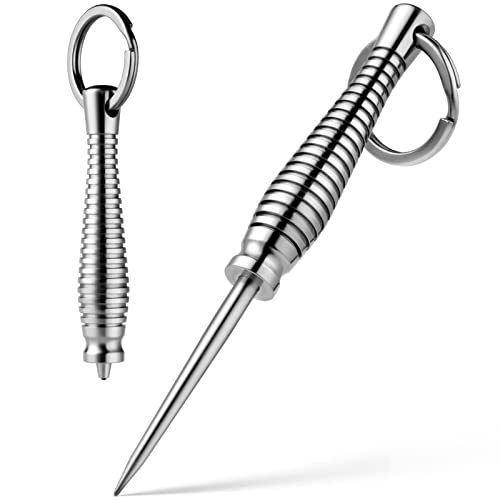 Father's Day Gift, FEGVE Titanium Ice Picks for Breaking Ice, Solid Tea Knife Needle, Small EDC Multitool for Outdoor Camping (Silver)