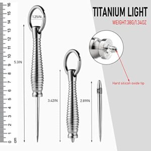 Father's Day Gift, FEGVE Titanium Ice Picks for Breaking Ice, Solid Tea Knife Needle, Small EDC Multitool for Outdoor Camping (Silver)