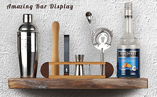 TJ.MOREE Bartender Kit with Stand, 11-Piece Bar Tool Set Cocktail Set Perfect Home Bartender Set and Martini Shaker Set for Drink Mixing Experience - Walnut