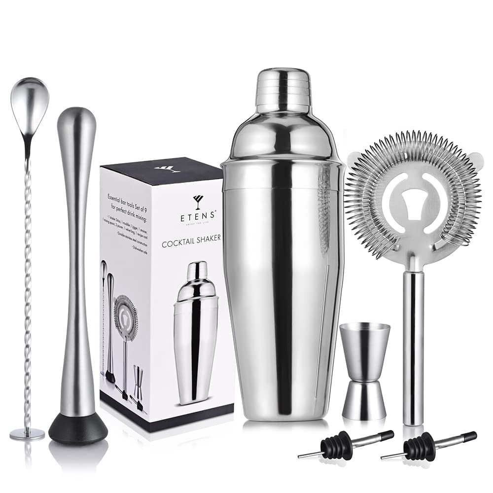 Etens Cocktail Shaker Set, Bundle Boston Bar Shakers and 24 oz Martini Shaker Stainless Steel - Weighted Shaking Metal Tins Drink Mixer Bartender Kit Bartending Tools