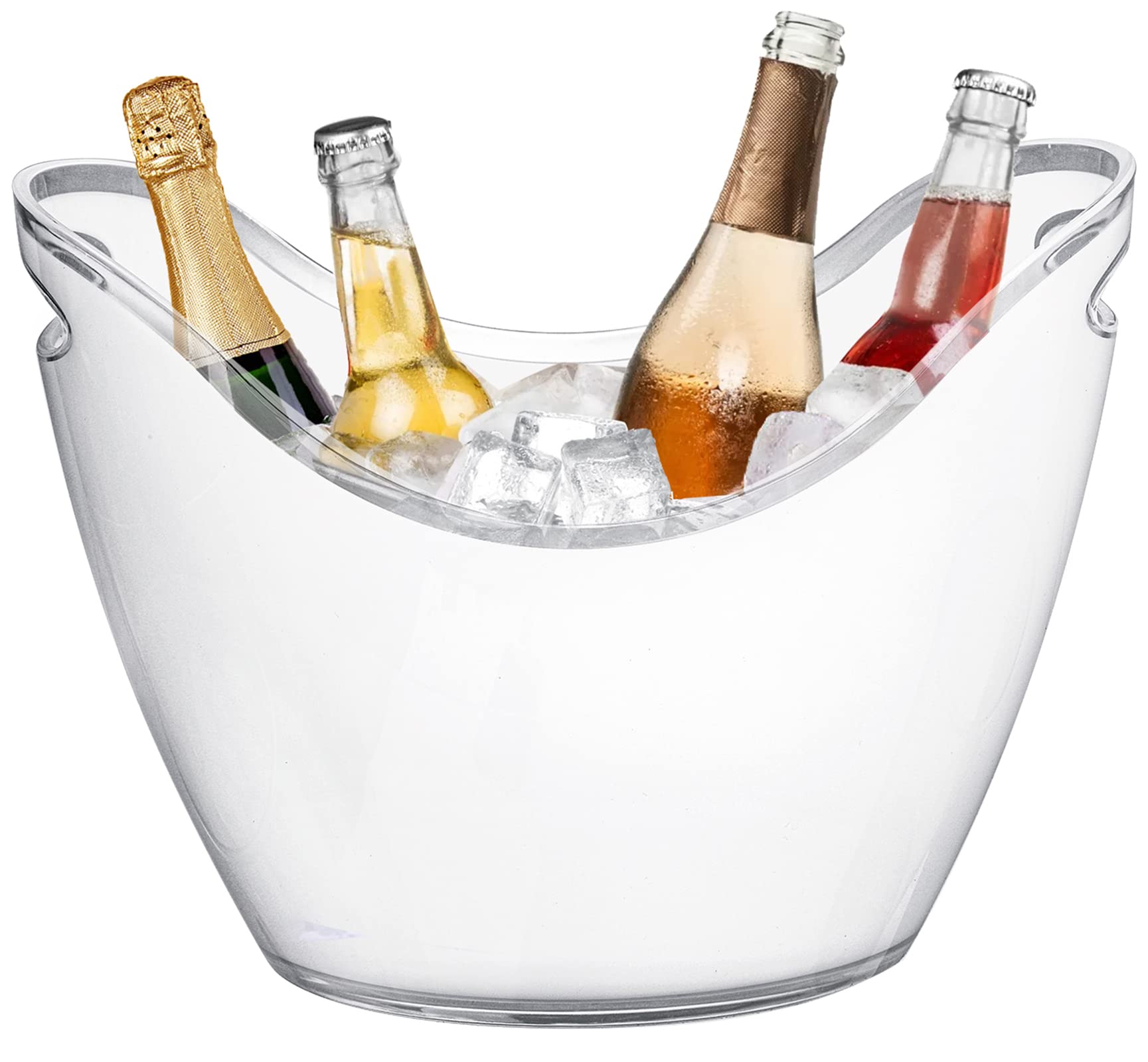 Yesland 8L Large Ice Buckets White Acrylic Drink Bucket Beverage Tub Wine Champagne Bucket - Storage Tub for Wine, Champagne or Beer Bottles Parties and Home Bar - Fit 4 Bottles