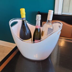 Yesland 8L Large Ice Buckets White Acrylic Drink Bucket Beverage Tub Wine Champagne Bucket - Storage Tub for Wine, Champagne or Beer Bottles Parties and Home Bar - Fit 4 Bottles