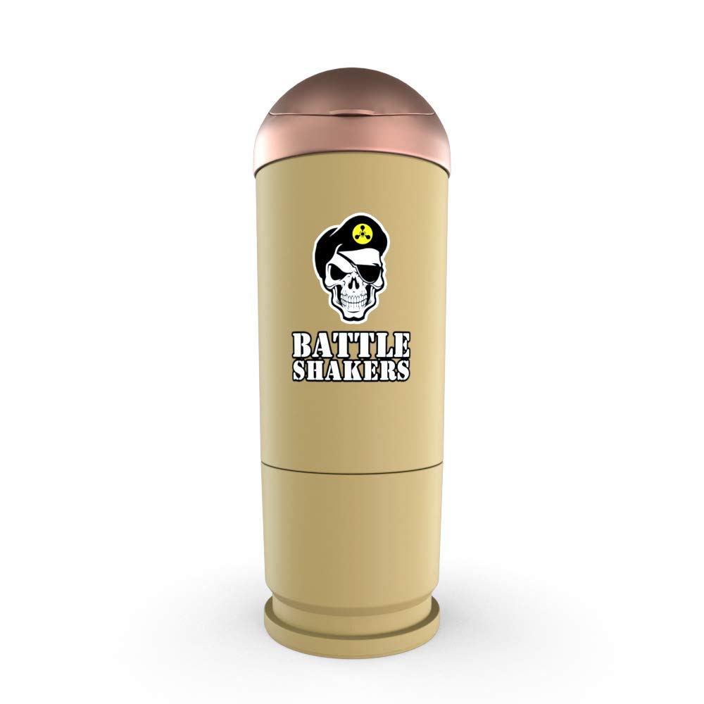 Battle Shakers Bullet Shaker Cup | Military Themed Shaker Bottle | Leak-Proof Protein Cup with Storage Compartment | Mix Protein Powders & More | Durable & Dishwasher Safe | 20 Oz