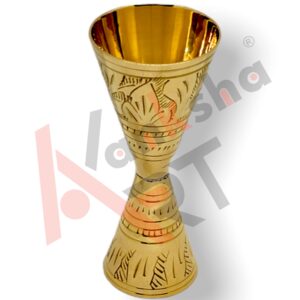 Akanksha Arts Brass, Light Golden Shade, 30 ml / 60 ml, EPNS, Alluring Engraving, 1 oz/ 2 oz Shot Glass Jigger