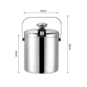 Hemoton Stainless Steel Ice Bucket with Lid Tongs and Strainer 1.3 L Double Wall Ice Barrel Insulated Ice Cube Bucket Ice holder Chilling Beer Bucket for Cocktail Bar, Parties, Buffet