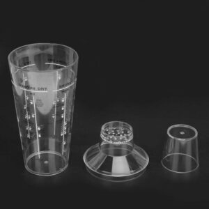 24 oz Recipe Cocktail Shaker Plastic 3-Piece Drink Shaker Boston Shaker with Lid Strainer Measuring professional Cocktail Shaker for Boba Tea Shaker Bartender Kit