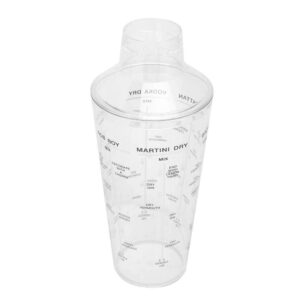 24 oz Recipe Cocktail Shaker Plastic 3-Piece Drink Shaker Boston Shaker with Lid Strainer Measuring professional Cocktail Shaker for Boba Tea Shaker Bartender Kit