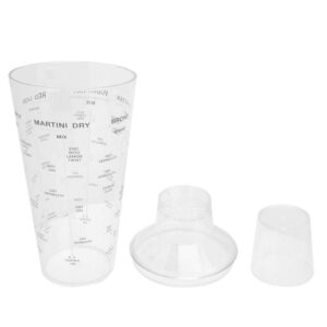 24 oz Recipe Cocktail Shaker Plastic 3-Piece Drink Shaker Boston Shaker with Lid Strainer Measuring professional Cocktail Shaker for Boba Tea Shaker Bartender Kit