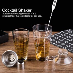 24 oz Recipe Cocktail Shaker Plastic 3-Piece Drink Shaker Boston Shaker with Lid Strainer Measuring professional Cocktail Shaker for Boba Tea Shaker Bartender Kit