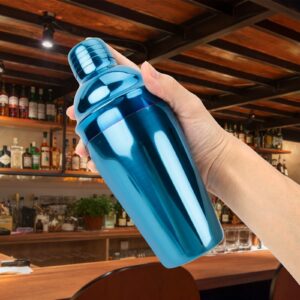 Blueden Cocktail Shaker, 24oz Martini Drink Shaker With Built-In Strainer, 304 Stainless Steel Bartender Bar Tools for Bartending, Margarita Mixer, Blue