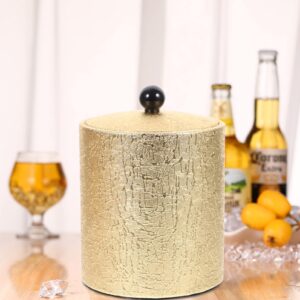 Operitacx Gold Ice Bucket Stainless Steel Ice Bucket with Ice Tong Beer Beverage Champagne Cooler Chilling Tub Wine Chiller Milk Can for Parties Home Bar Large Ice Bucket (5.5X7.3 inch)