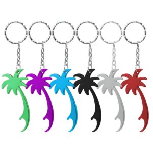 honbay 6pcs palm tree bottle opener keychain aluminum alloy beer bottle opener party favors