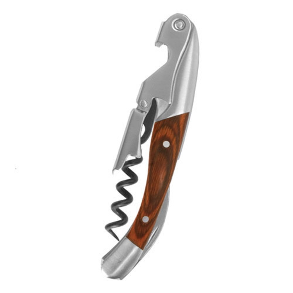 Wood Handle/Stainless Corkscrew Double Hinge Waiters Wine Key Bottle Opener