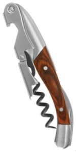 wood handle/stainless corkscrew double hinge waiters wine key bottle opener