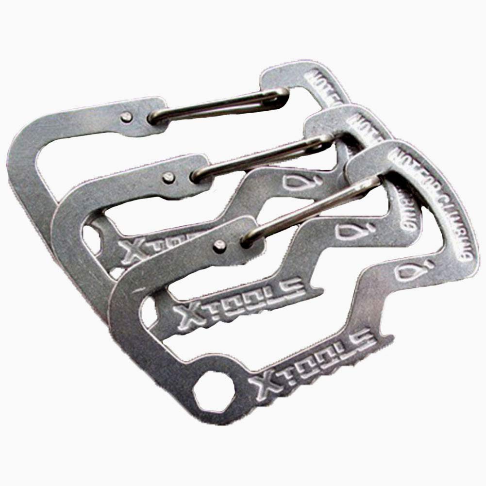 Banner Bonnie Multipurpose Tool Carabiners D Buckle Cap Lifter Sidekick Bottle Opener 1/4" Hex Hole 3pcs