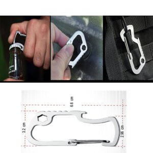 Banner Bonnie Multipurpose Tool Carabiners D Buckle Cap Lifter Sidekick Bottle Opener 1/4" Hex Hole 3pcs