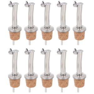 doitool 10 pcs wine bottle pourers stainless steel liquor pour spout wine bottle stoppers pourers olive oil bottle tapered spout cork plug liquid dispenser silver