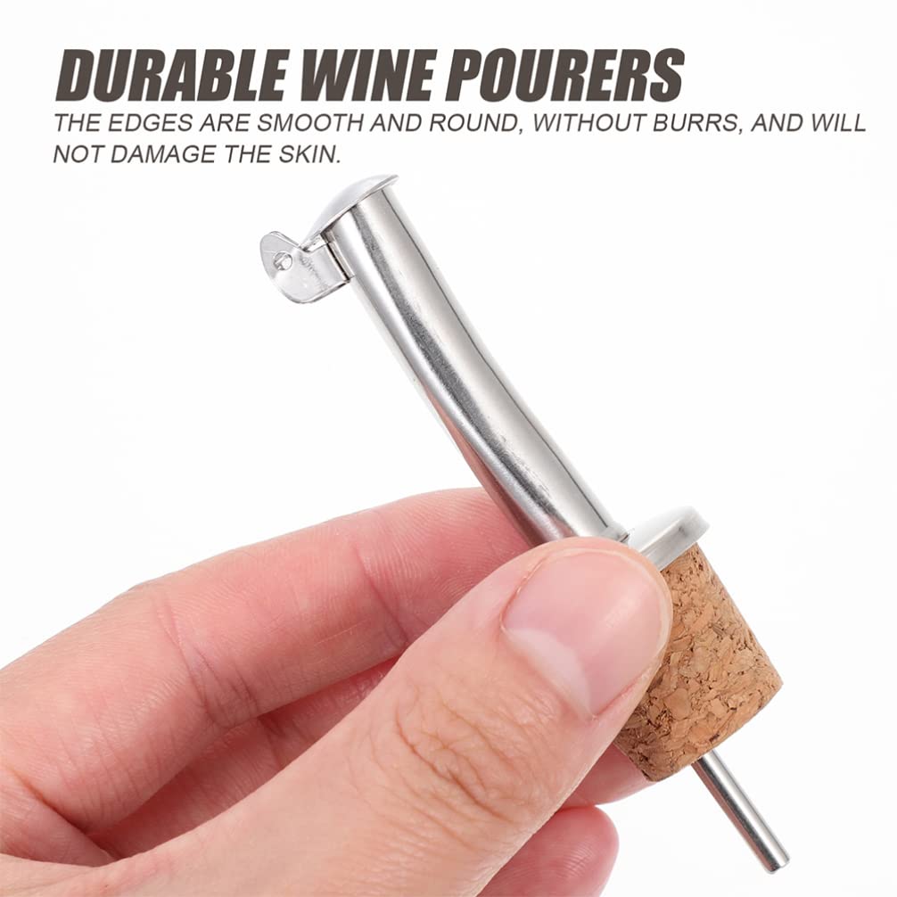 DOITOOL 10 Pcs Wine Bottle Pourers Stainless Steel Liquor Pour Spout Wine Bottle Stoppers Pourers Olive Oil Bottle Tapered Spout Cork Plug Liquid Dispenser Silver