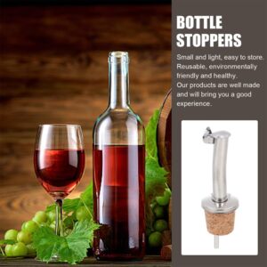 DOITOOL 10 Pcs Wine Bottle Pourers Stainless Steel Liquor Pour Spout Wine Bottle Stoppers Pourers Olive Oil Bottle Tapered Spout Cork Plug Liquid Dispenser Silver