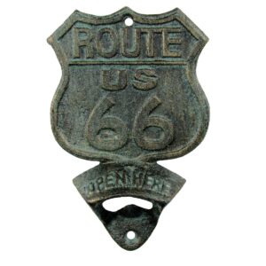 treasure gurus cast iron us route 66 beer soda bottle opener rustic bar pub decor