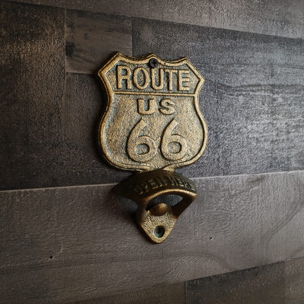 Treasure Gurus Cast Iron US Route 66 Beer Soda Bottle Opener Rustic Bar Pub Decor