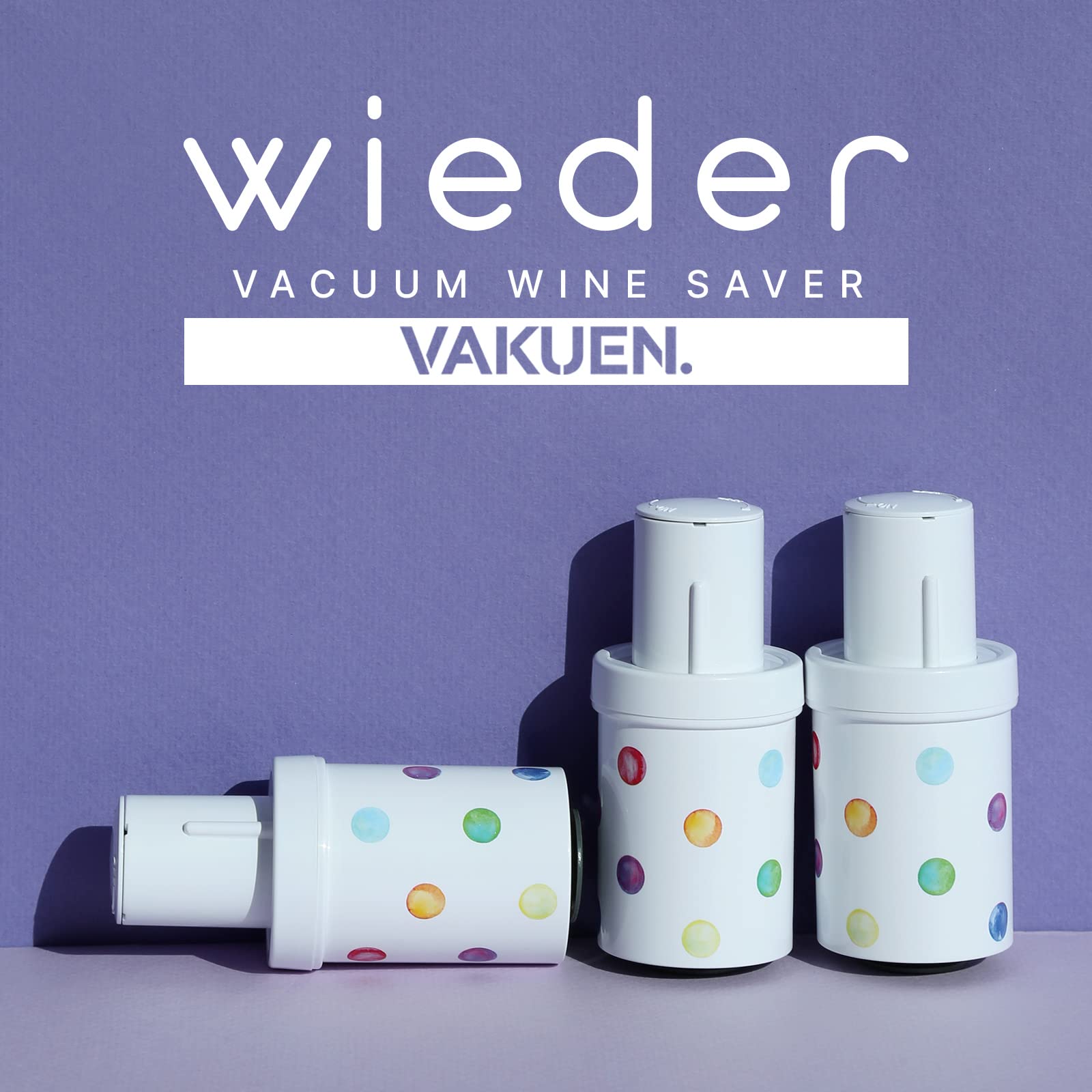 Vakuen Wieder Vacuum Wine Savers, Vacuum Pump with Built-In Silicone Plug, Vacuum Seal Wine Stoppers, No-leakage, Patented Twist-Locking, Wine Preserver, Keep Wine Fresh Longer, Gift Accessories