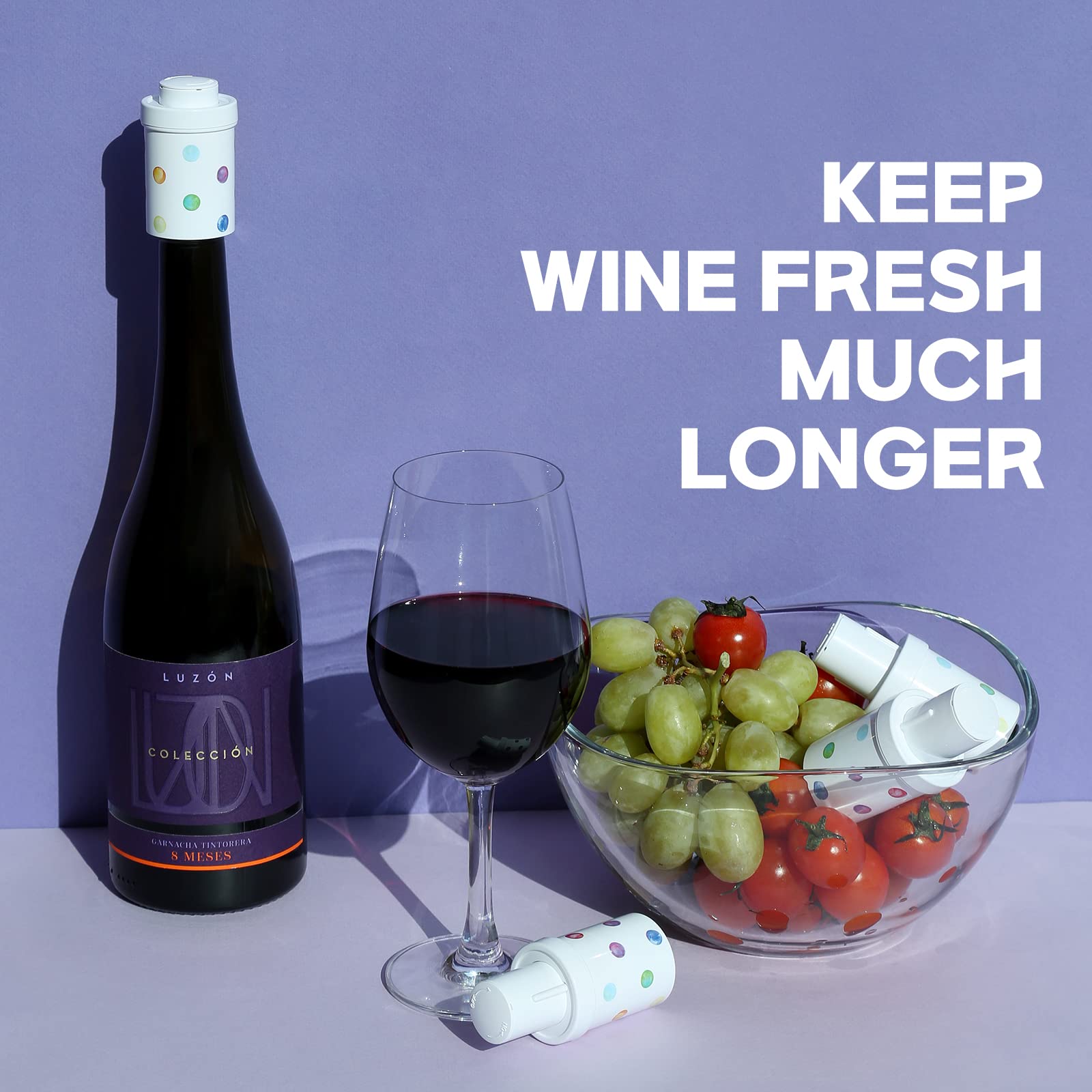 Vakuen Wieder Vacuum Wine Savers, Vacuum Pump with Built-In Silicone Plug, Vacuum Seal Wine Stoppers, No-leakage, Patented Twist-Locking, Wine Preserver, Keep Wine Fresh Longer, Gift Accessories