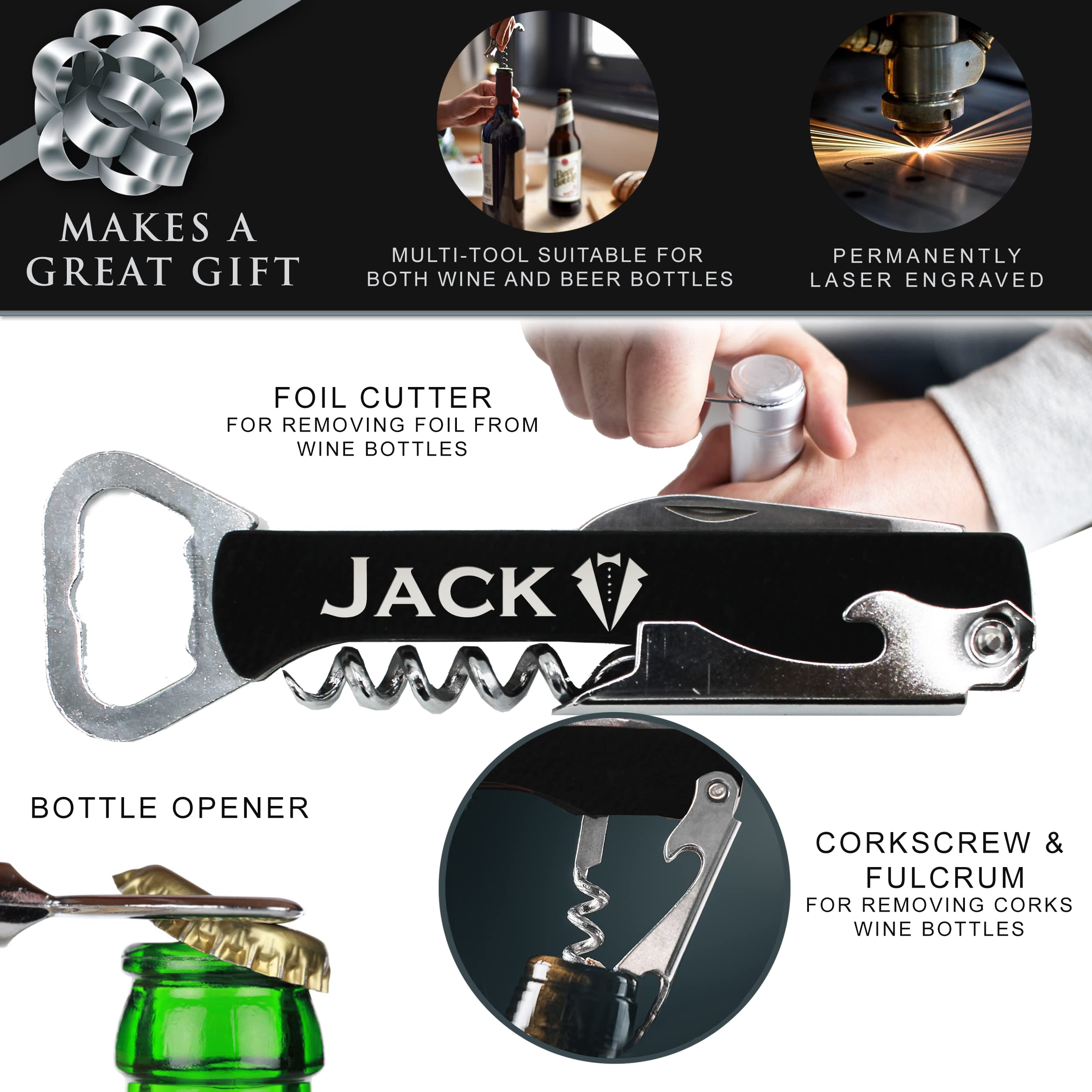 Custom Personalized Bridesmaid and Groomsmen Beer Opener Wine Corkscrew Wedding Party - Monogrammed and Customized