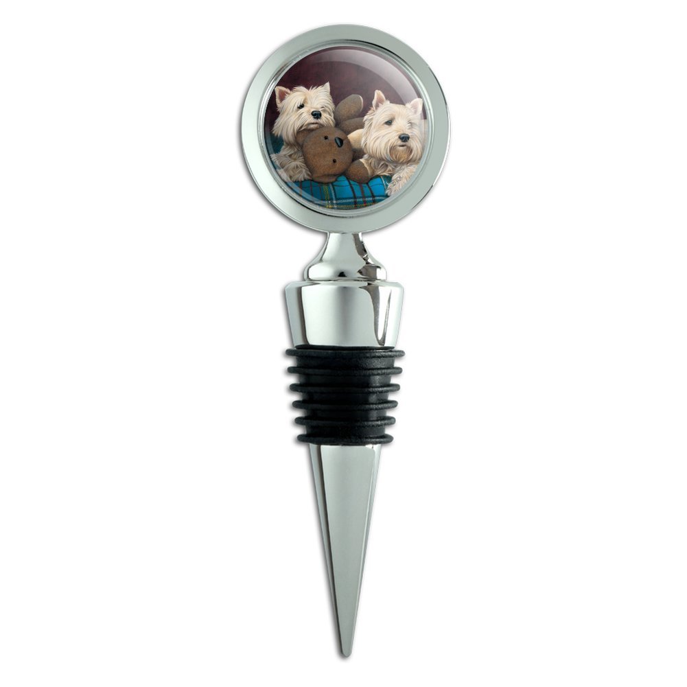 Westie West Highland White Terrier Dogs Teddy Bear Wine Bottle Stopper