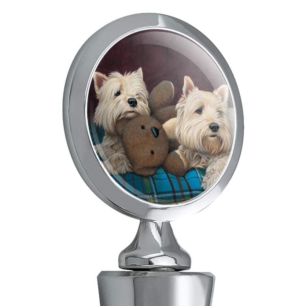 Westie West Highland White Terrier Dogs Teddy Bear Wine Bottle Stopper