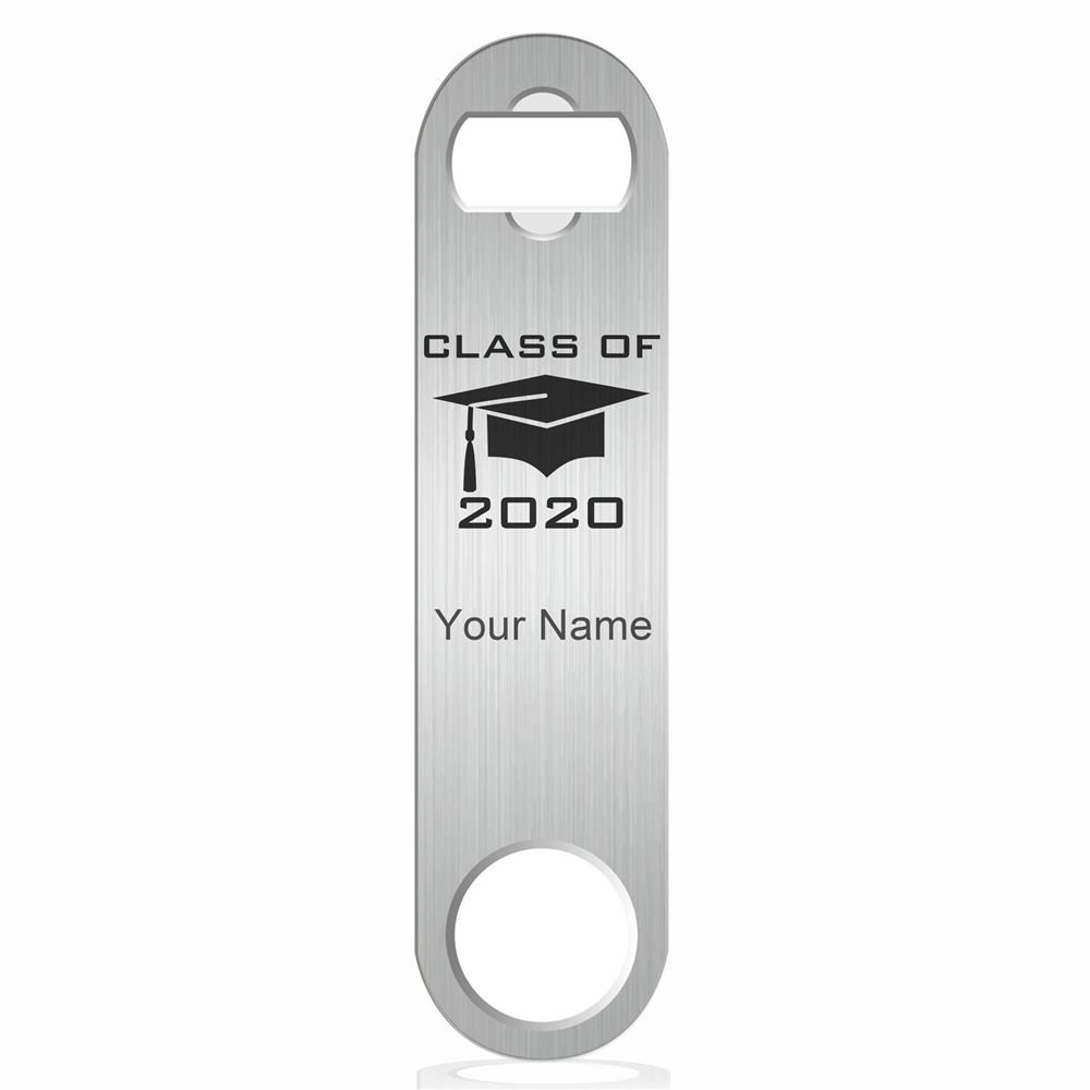 Bottle Opener, Grad Cap Class of 2020, Personalized Engraving Included (Stainless Steel)